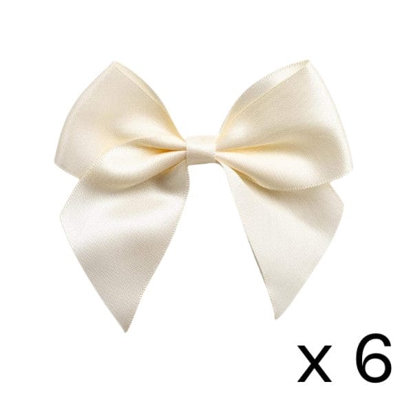 10cm Ivory Satin Self Adhesive Ribbon Bows x 6 – Little Big Party Co.