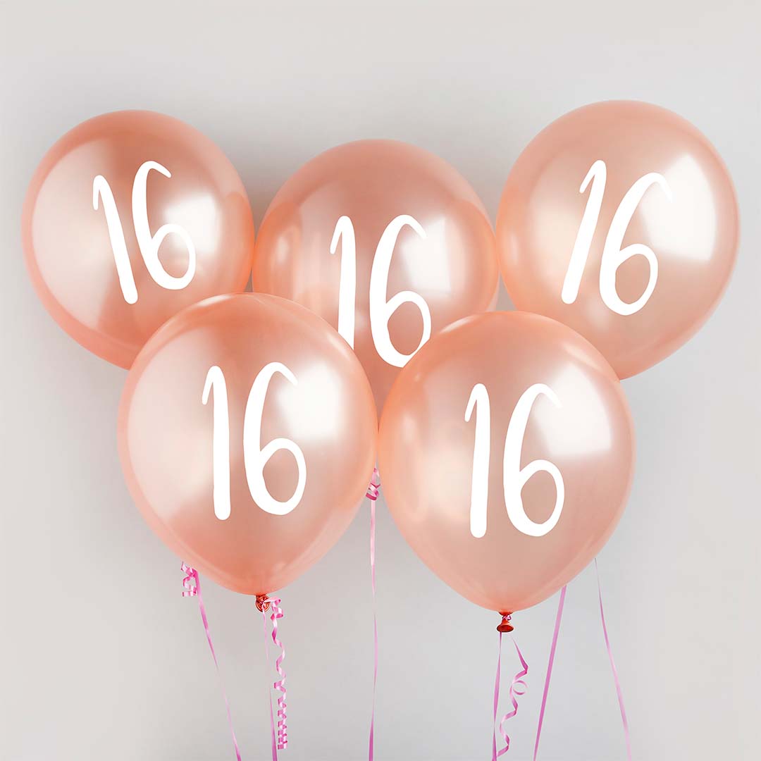 16th Birthday Balloons Rose Gold Chrome - Hootyballoo – Little Big ...