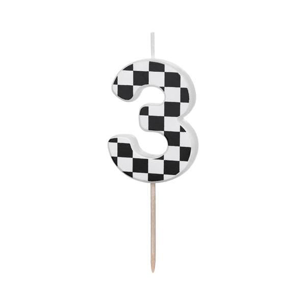 Chequered Flag Number 3 Candle - Birthday cake candles – Little Big ...