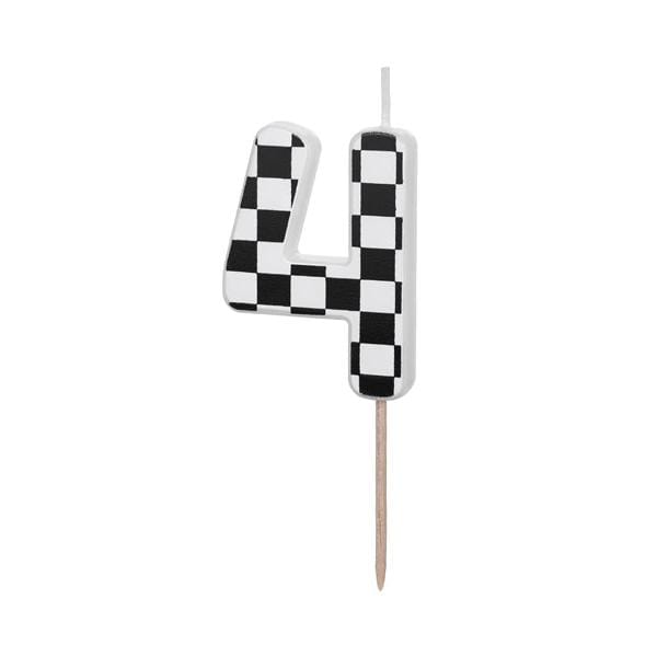 Chequered Flag Number 4 Candle - Birthday cake candles – Little Big ...