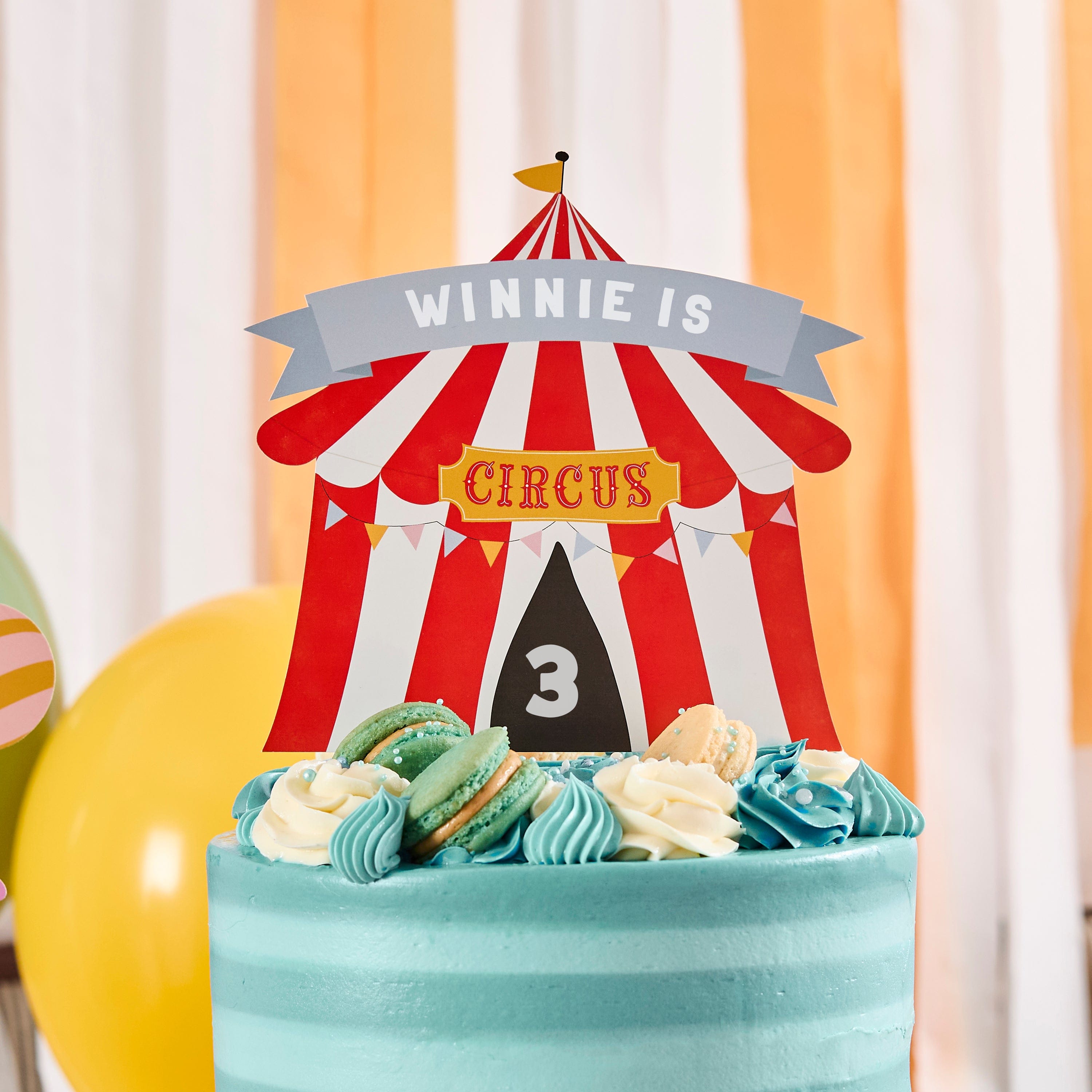 Circus Party Customisable Cake Topper - Circus Theme Cake Supplies ...