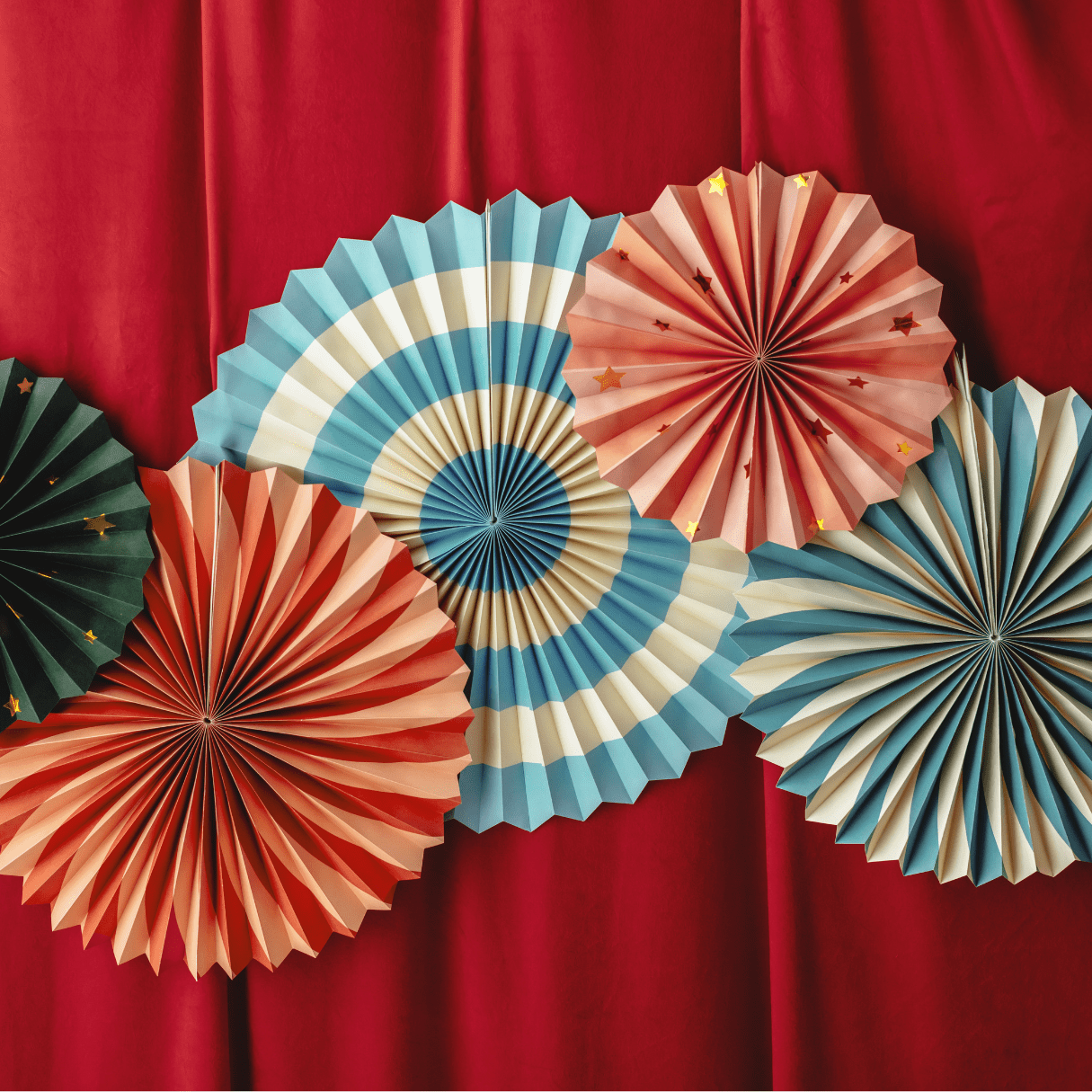 Circus Party Paper Fans – Set of 5 - Circus Theme Decorations – Little ...