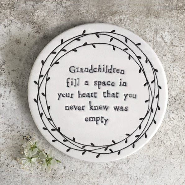 East of India ‘Grandchildren Fill A Space’ Porcelain Coaster ...