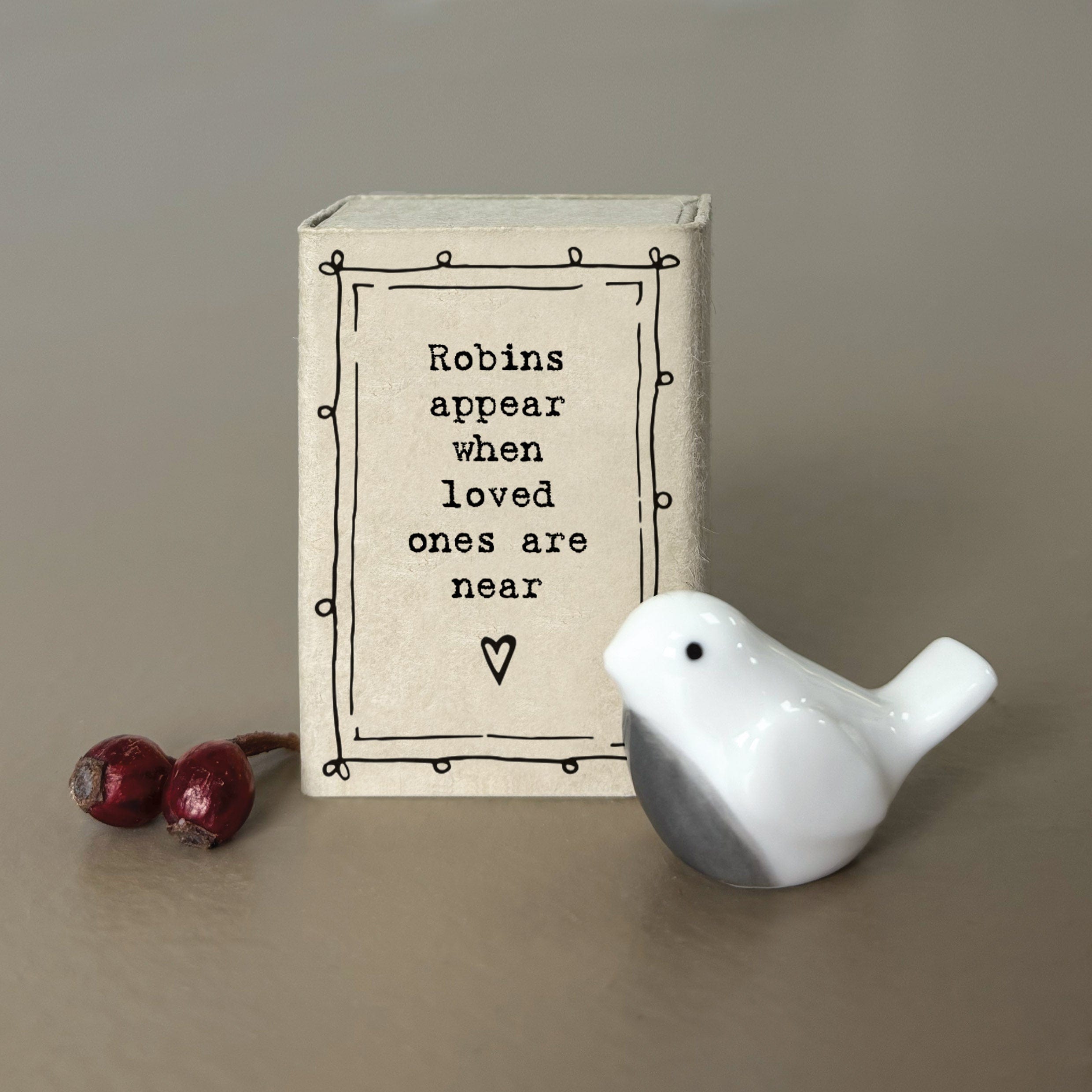 East of India - Matchbox Porcelain Robin Ornament – Little Big Party Co.