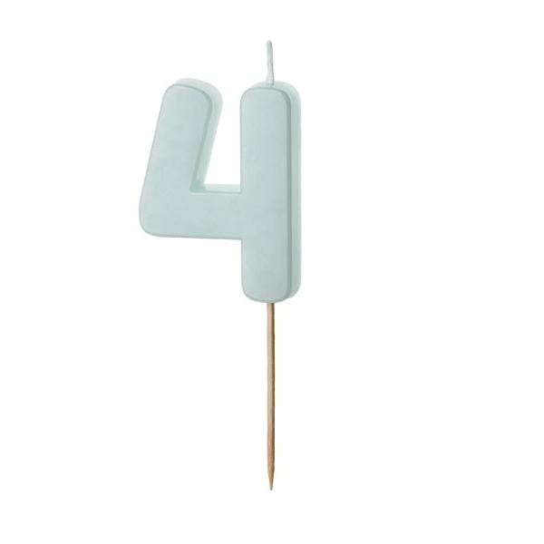 Light Blue Number 4 candle - Birthday cake candles – Little Big Party Co.