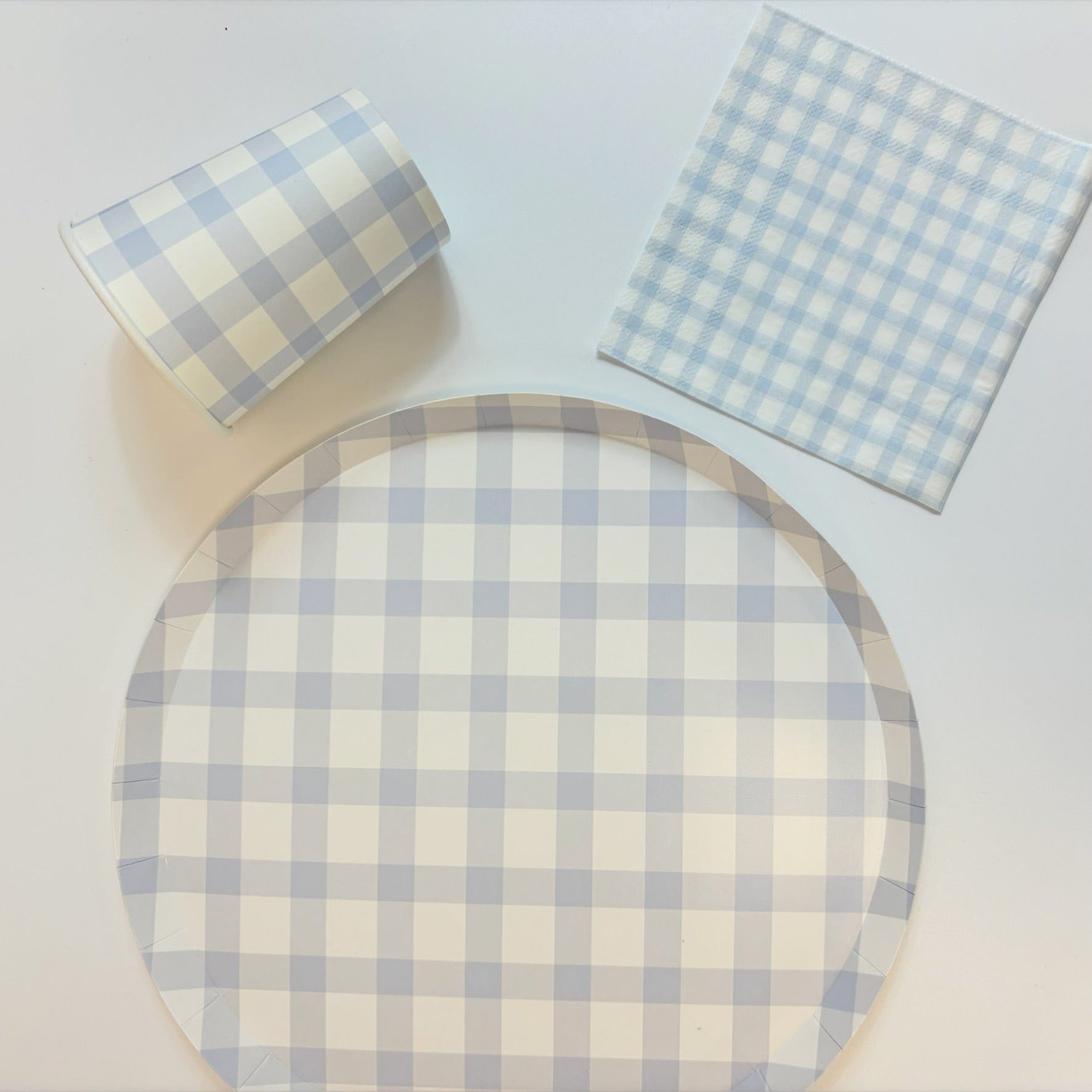 Light Blue Plaid Large Party Plates x 12 - Josi James Party Supplies ...