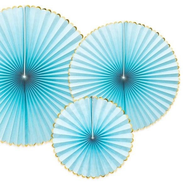 Party Decorations - Pastel Blue Party Paper Fans x 3 – Little Big Party Co.