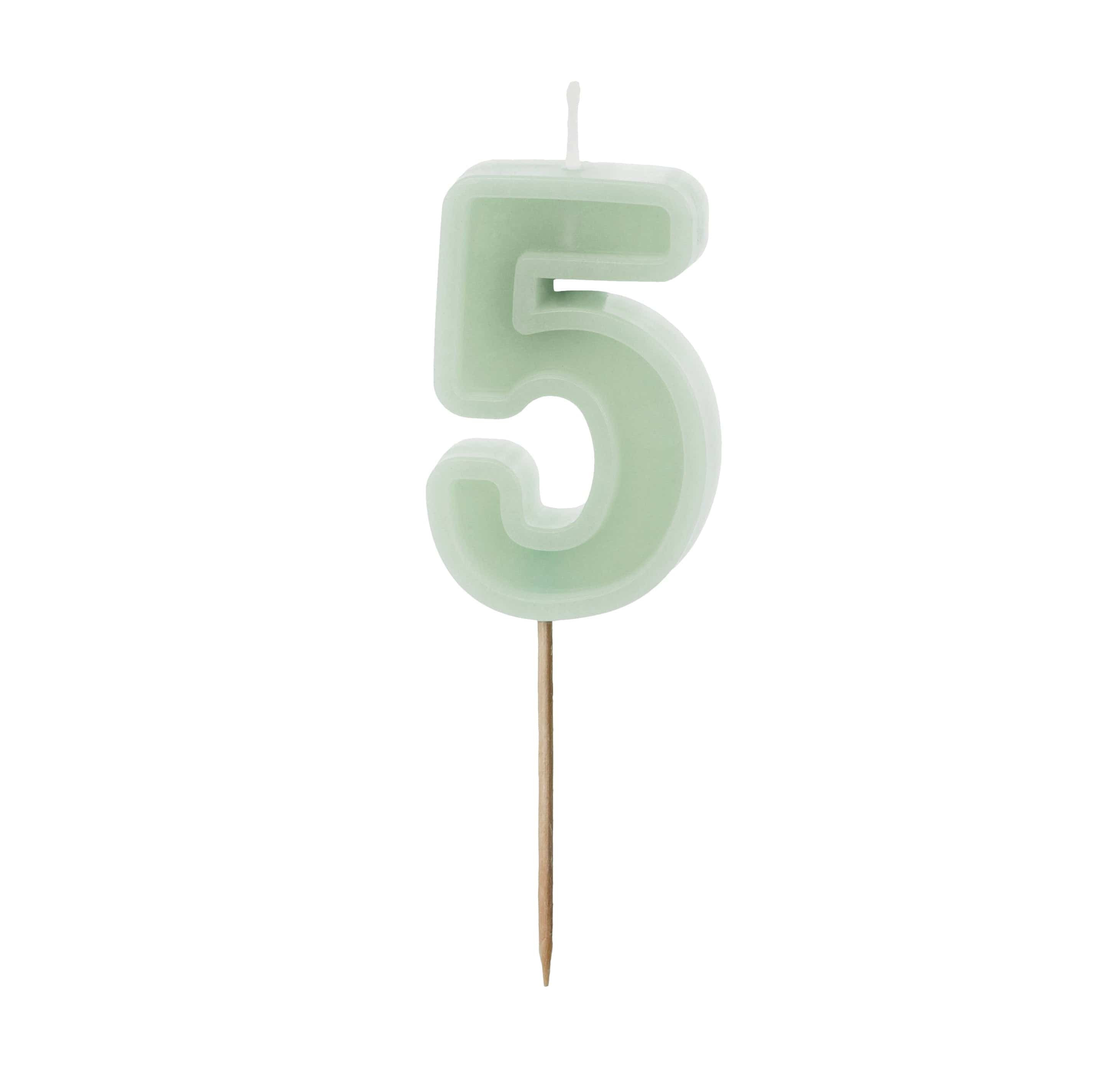 Pastel Green Number 5 candle - Birthday cake candles – Little Big Party Co.