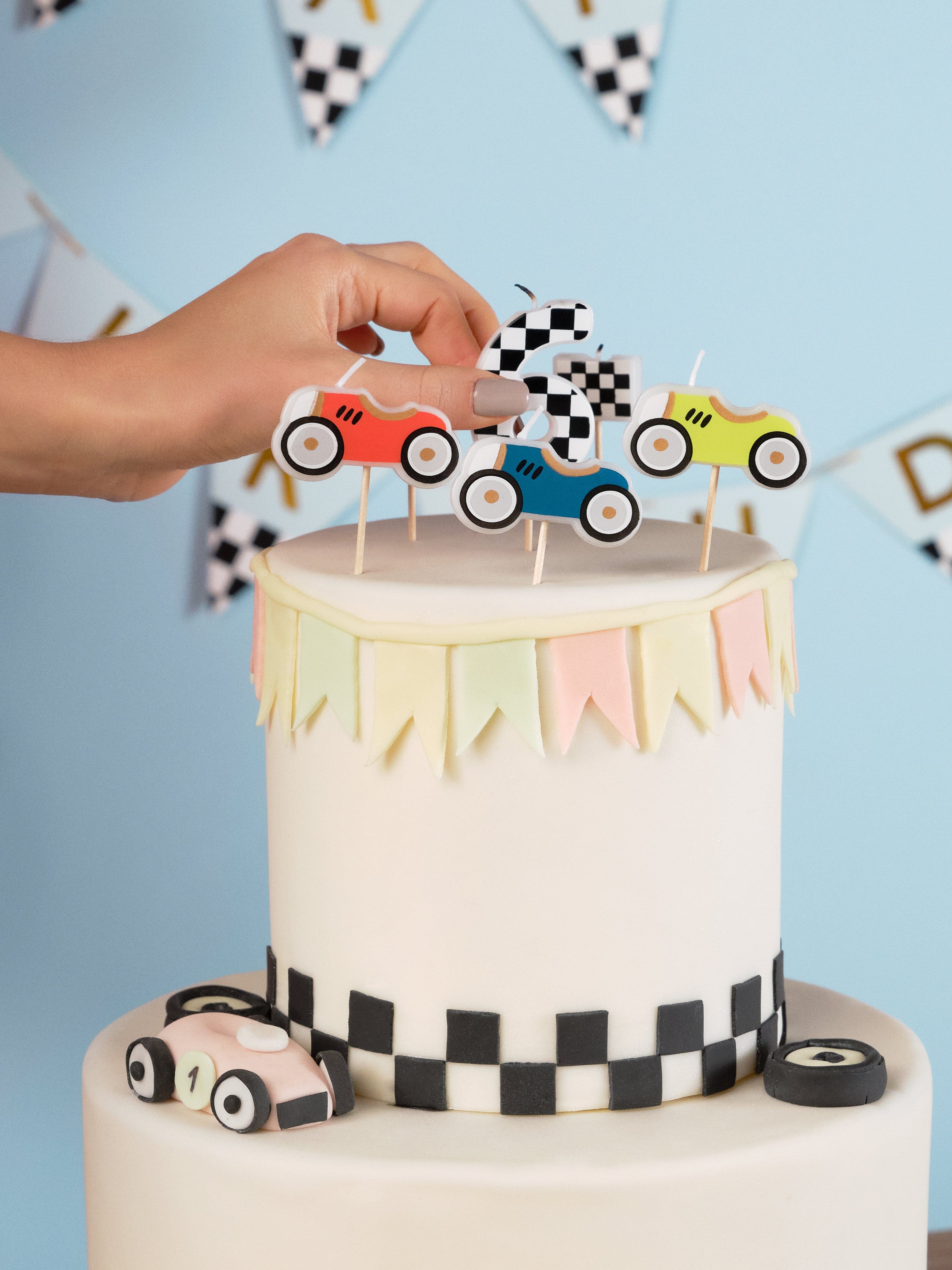Racing Car Birthday Candles (5 Pack) - Race Car Theme Party Supplies ...