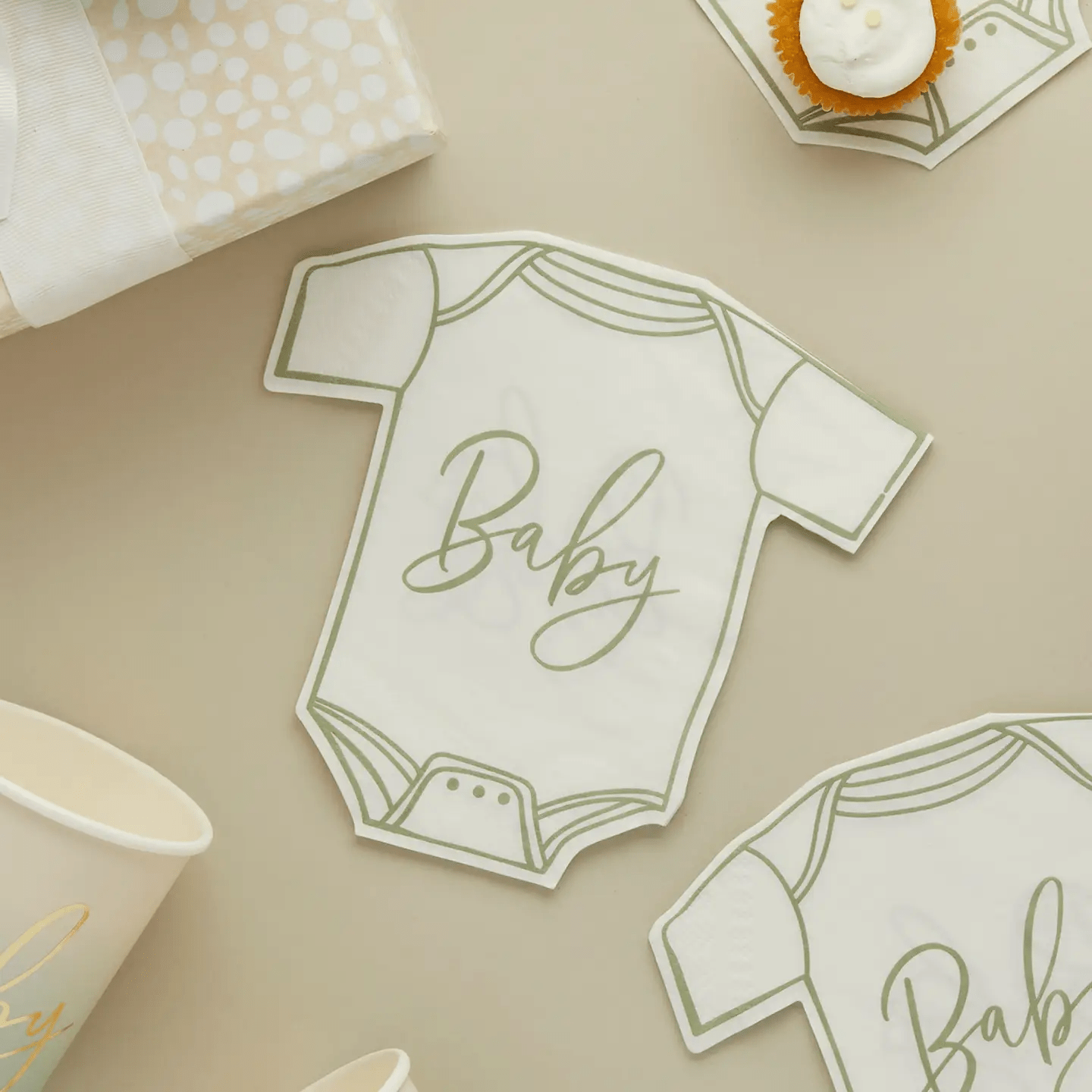 Sage Green Baby Grow Paper Napkins x 16 - Eucalyptus Baby Shower ...