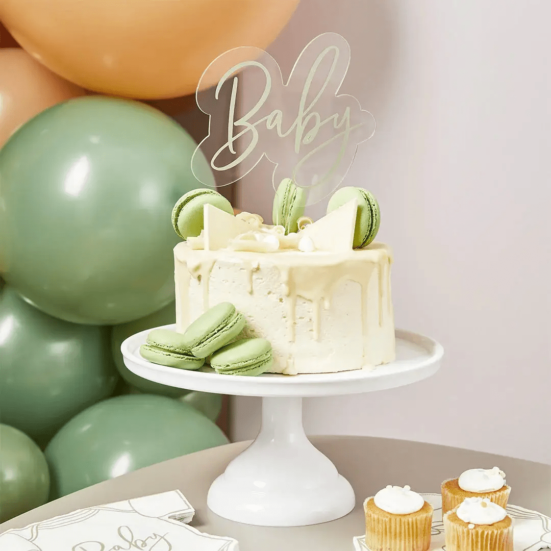 Sage Green Baby Shower Cake Topper - Eucalyptus Baby Shower Supplies ...