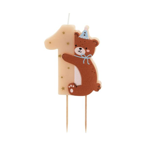 Teddy Bear Number 1 Birthday Candle - 1st Birthday Party Supplies ...
