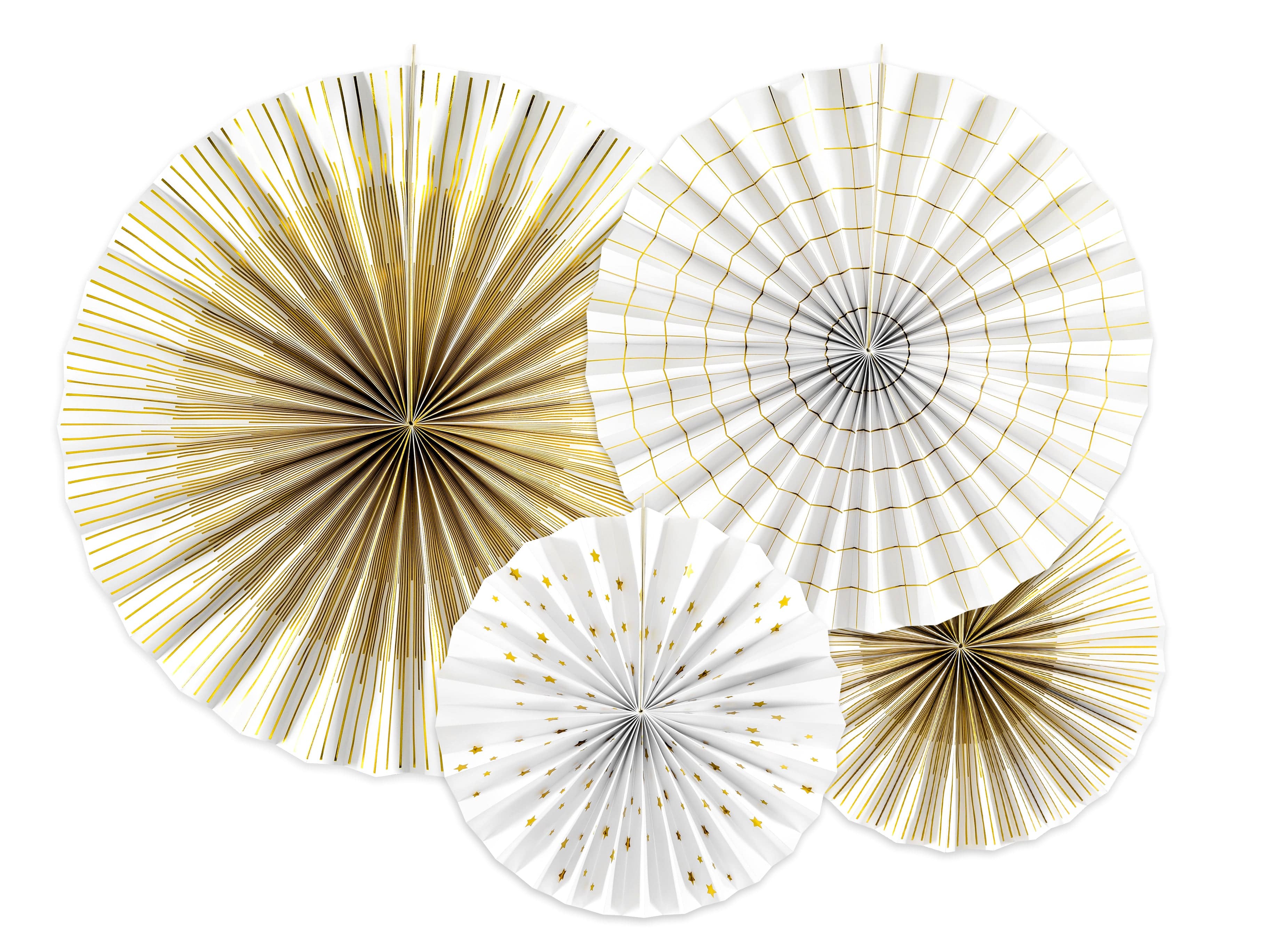 White & Gold Wedding Party Fan Decorations – Little Big Party Co.